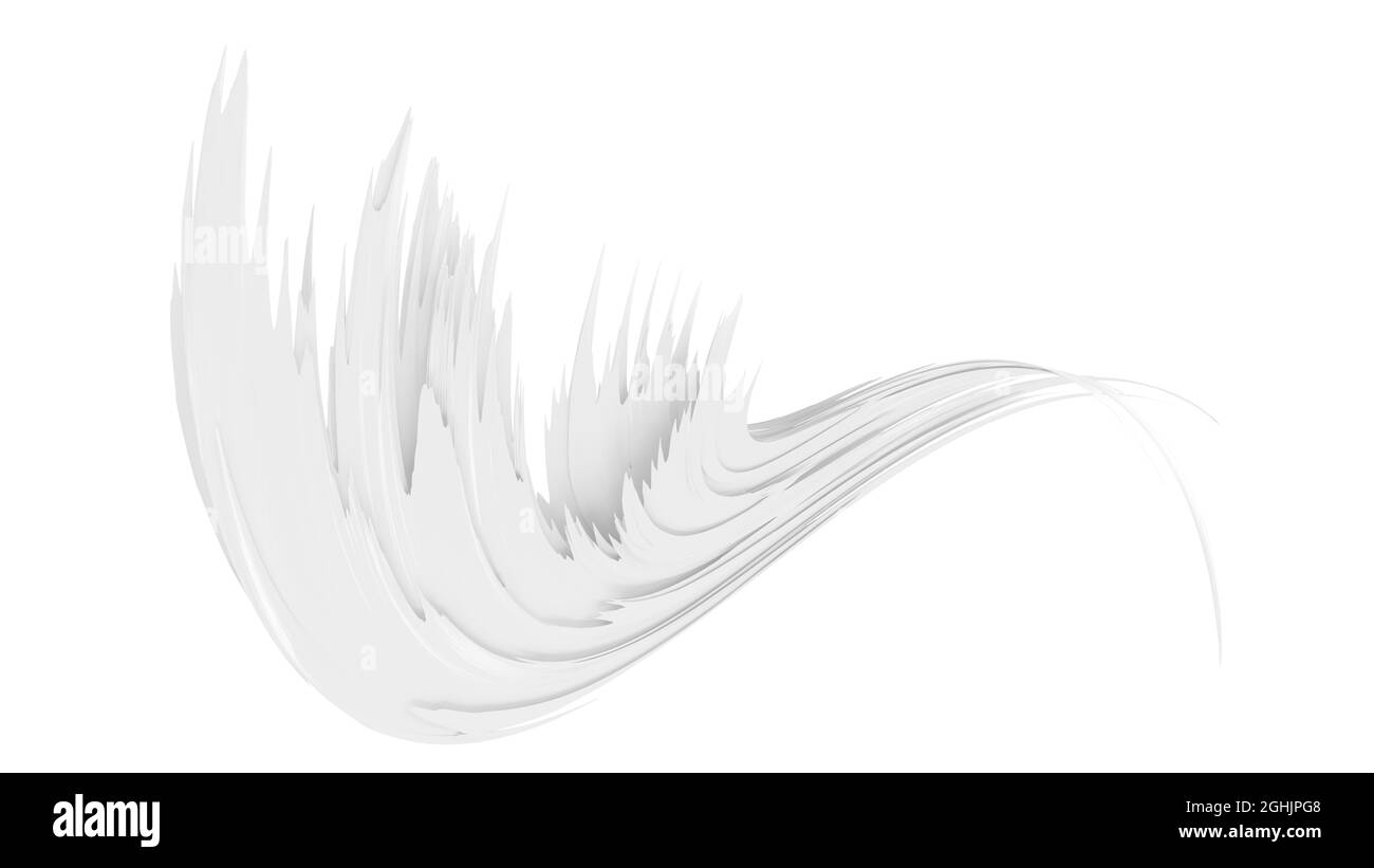 White abstract twisted brush stroke. Bright curl, artistic spiral ...