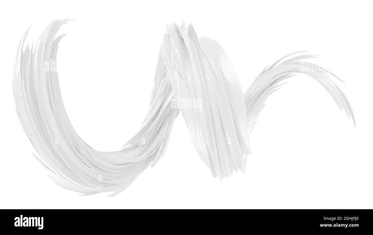 White abstract twisted brush stroke. Bright curl, artistic spiral ...
