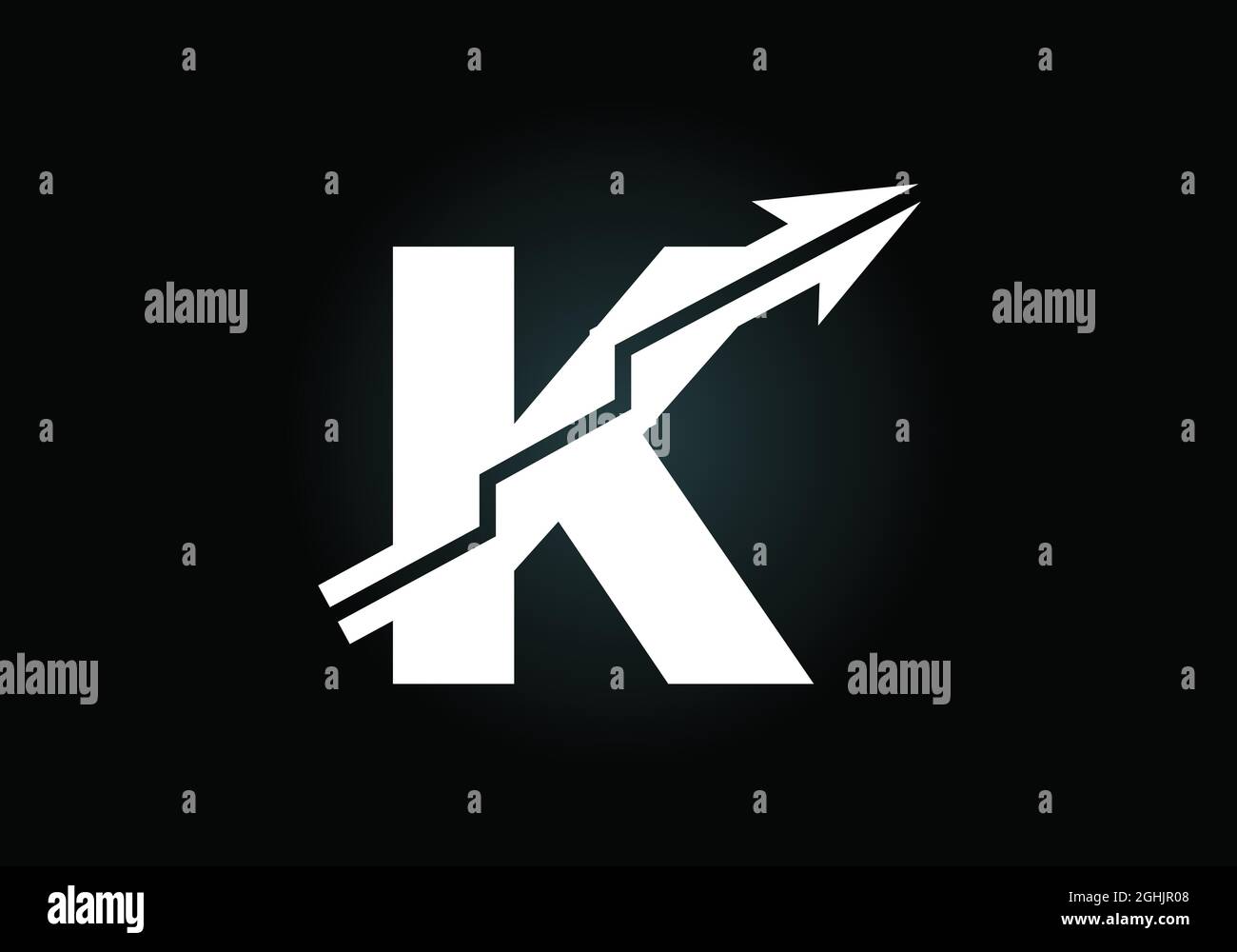 Initial K monogram alphabet symbol design incorporated with the arrow ...