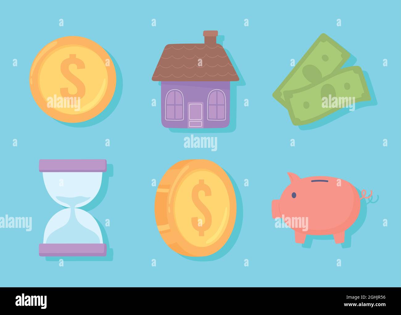 saving money icon set Stock Vector Image & Art - Alamy