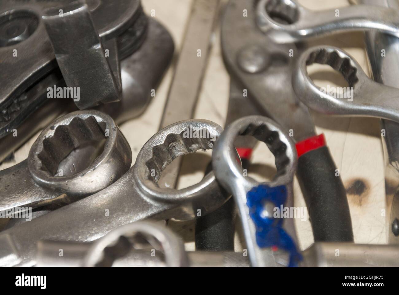 Mechanical wrenches for repairing car engines, mechanics, working tools ...