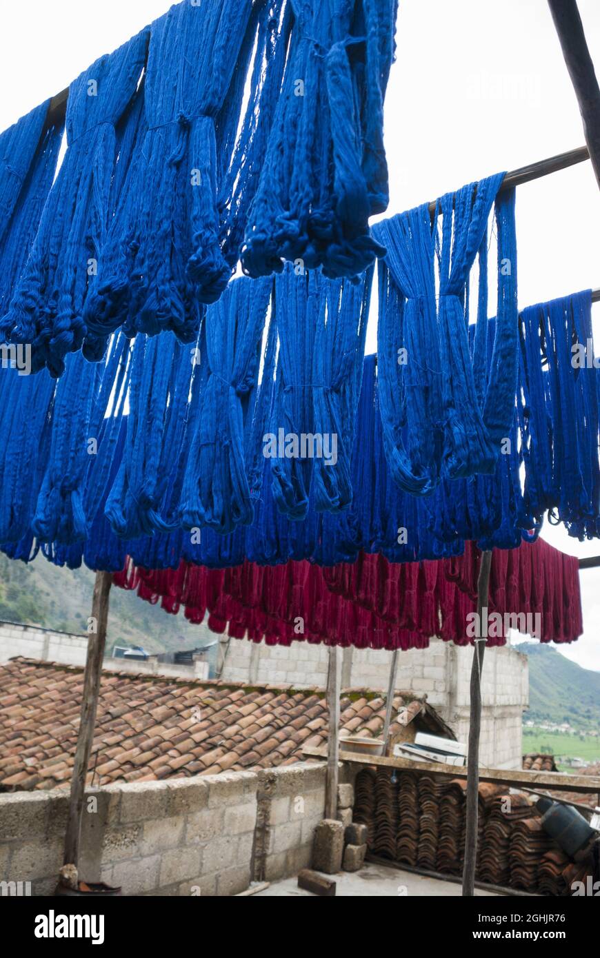 Yarn drying after dye, Drying thread. Guatemala Stock Photo - Alamy