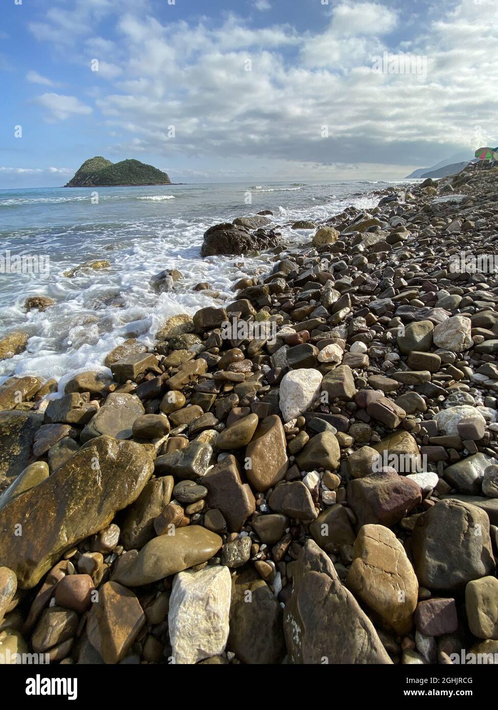 Sandepebbles at the cala iris beach in Al hoceima Stock Photo - Alamy