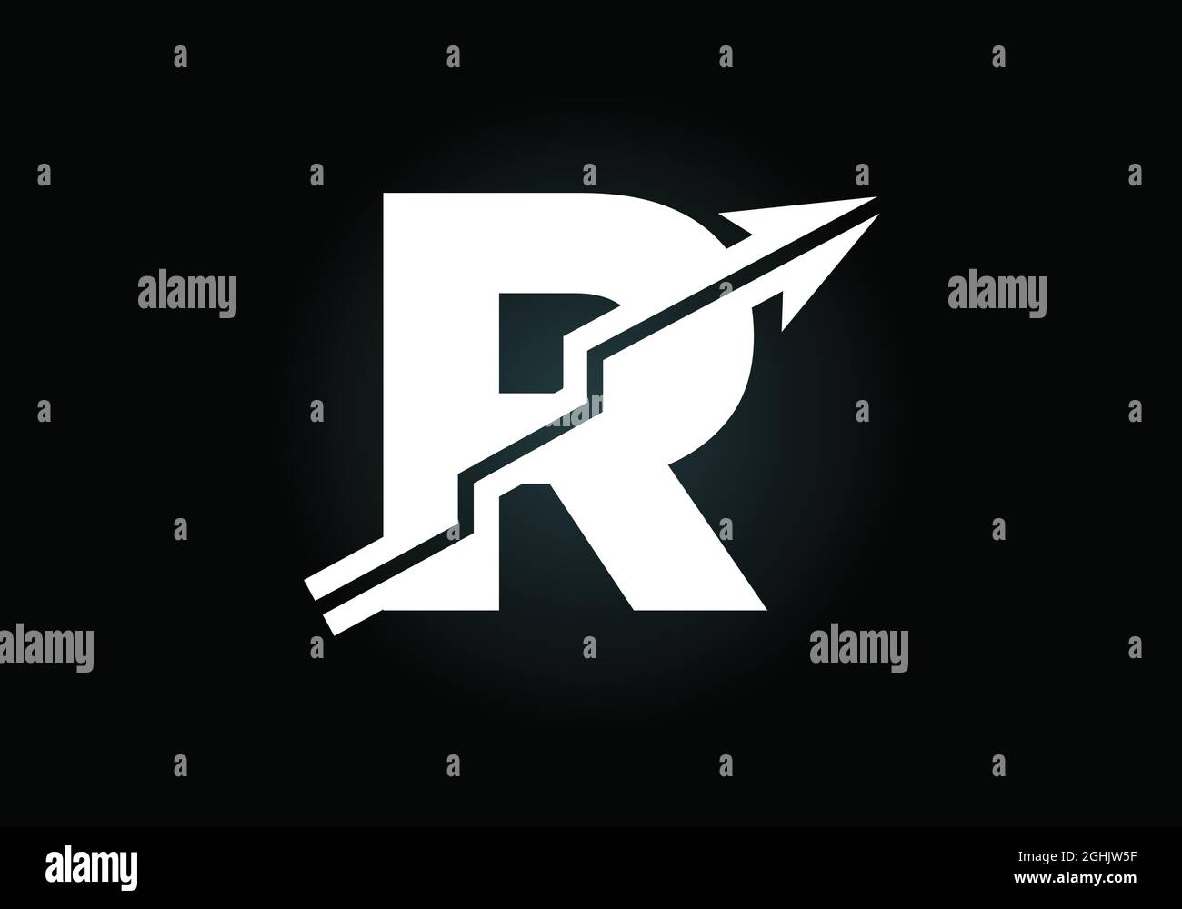 Initial R monogram alphabet symbol design incorporated with the arrow ...