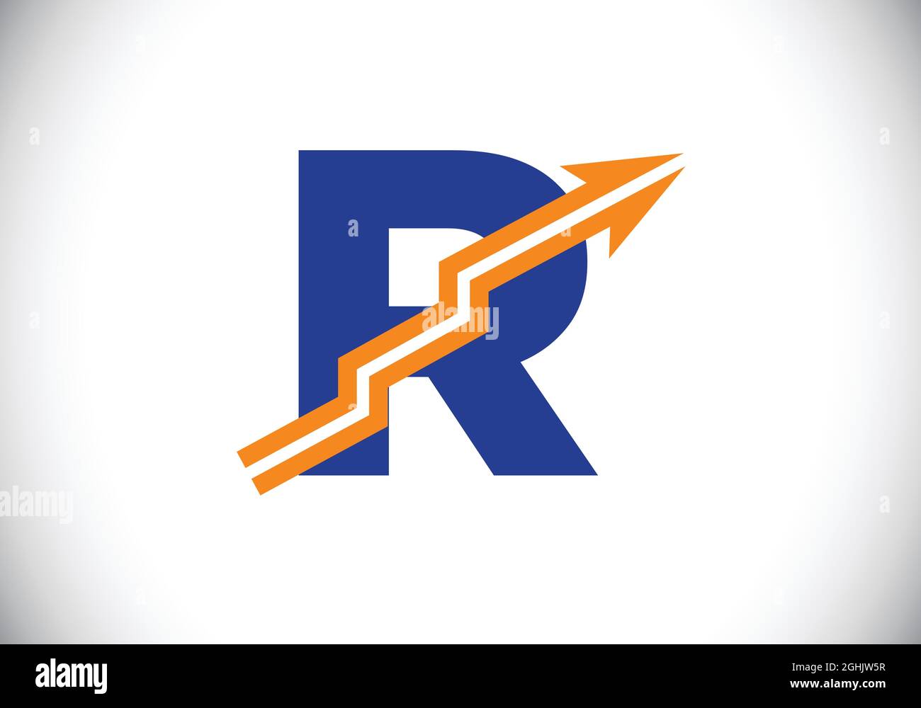 Initial R monogram alphabet symbol design incorporated with the arrow ...