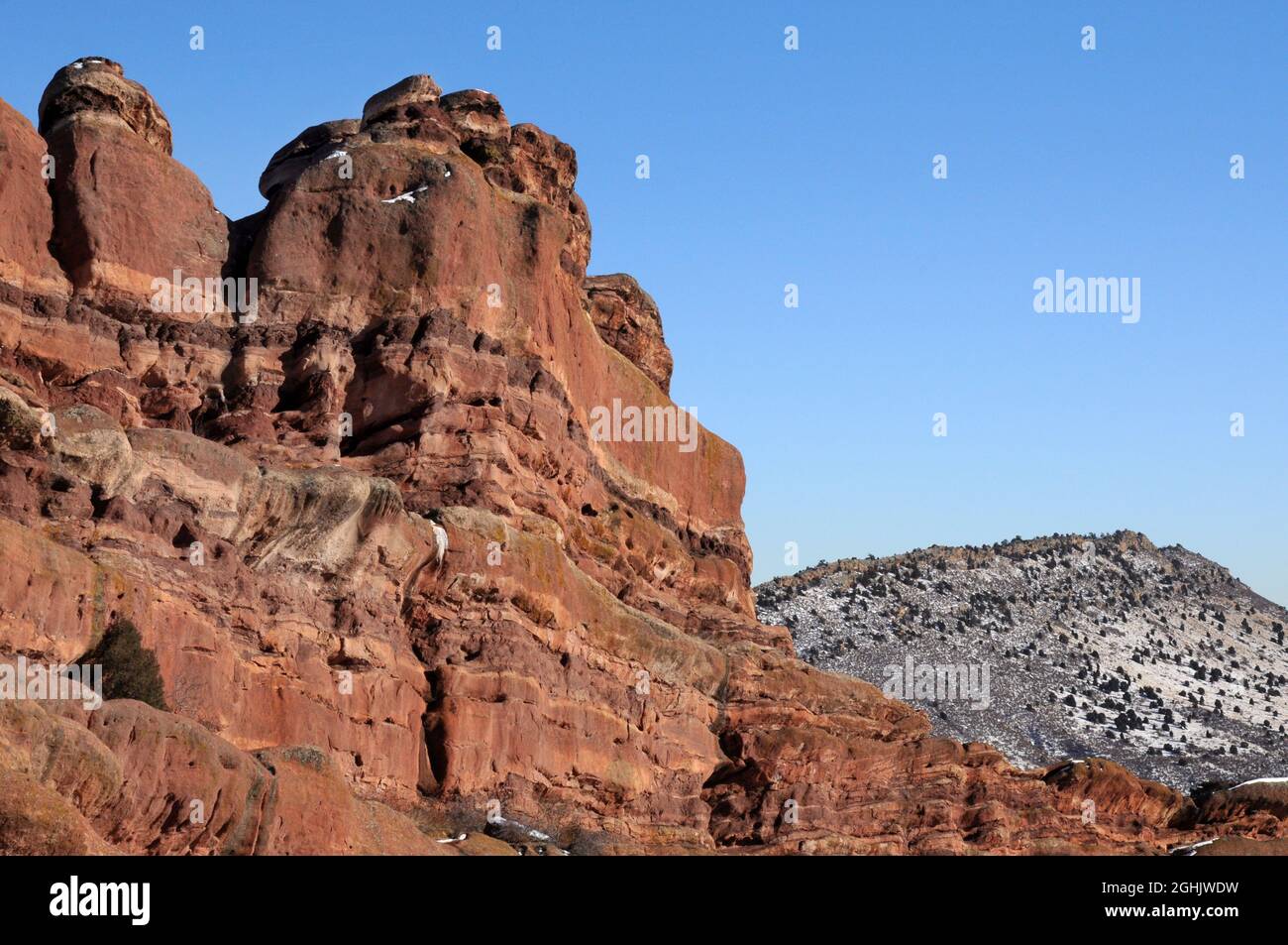 Sandstone geological formation at Red Rocks Park in Morrison Colorado ...