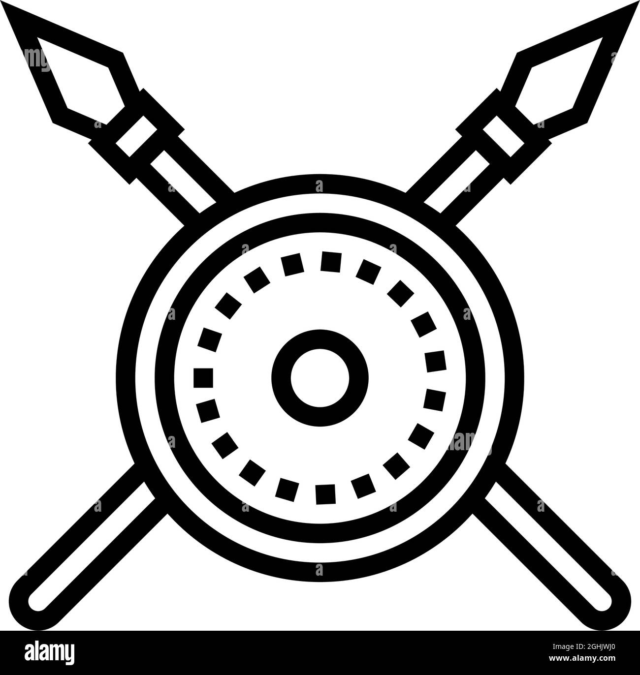 shield and spears ancient rome line icon vector illustration Stock ...