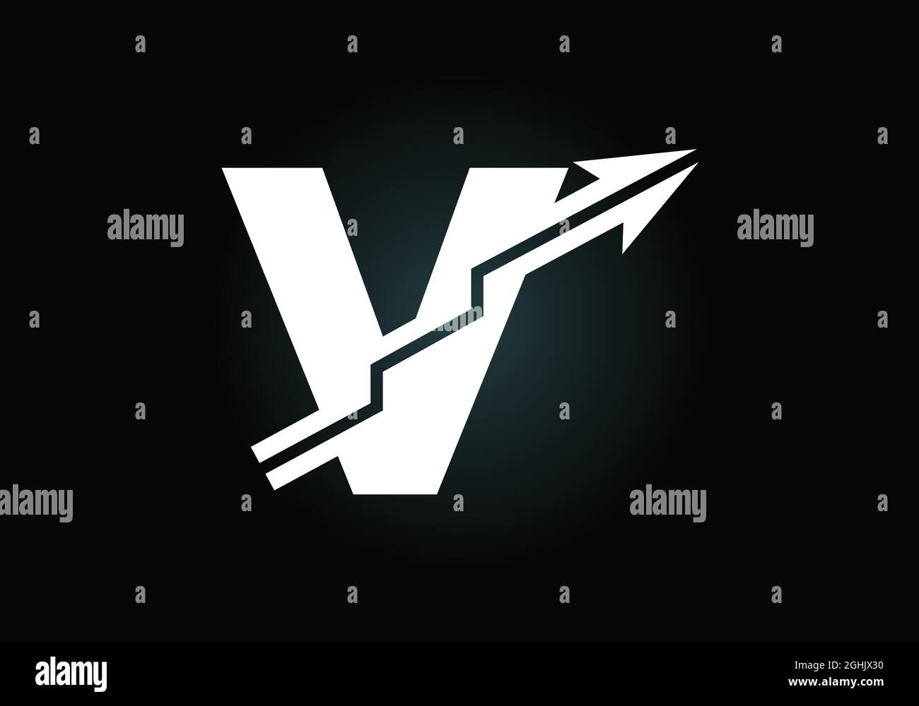 Initial V monogram alphabet symbol design incorporated with the arrow ...