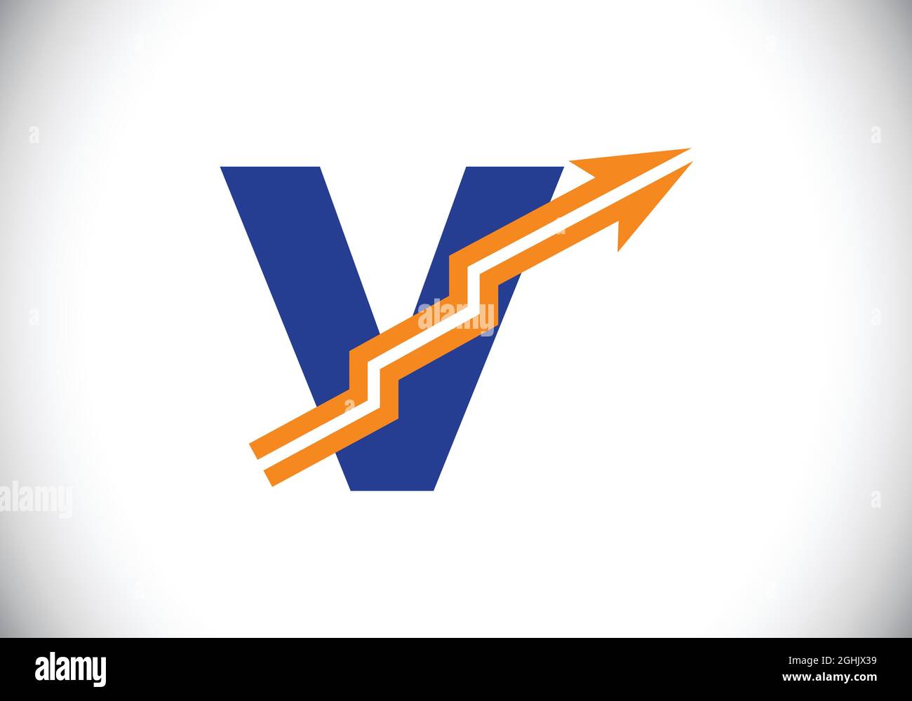 Initial V monogram alphabet symbol design incorporated with the arrow ...