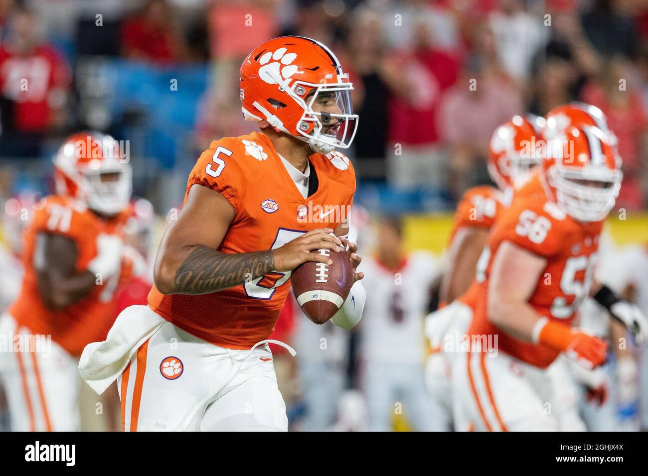 September 4, 2021: Clemson Tigers quarterback D.J. Uiagalelei (5) looks ...