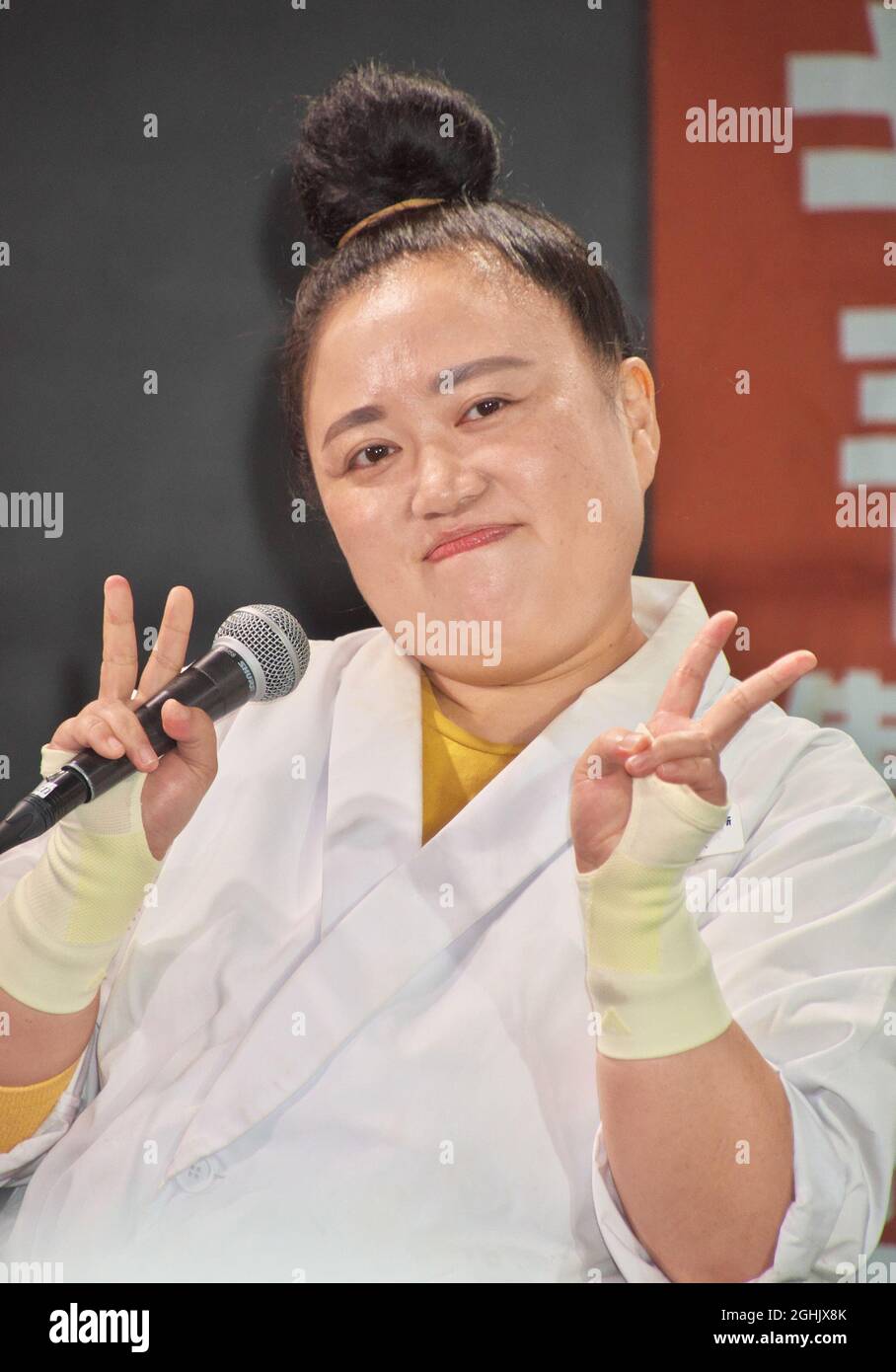 Japanese comedian Enoue Keiko attends a press conference for the drama ...