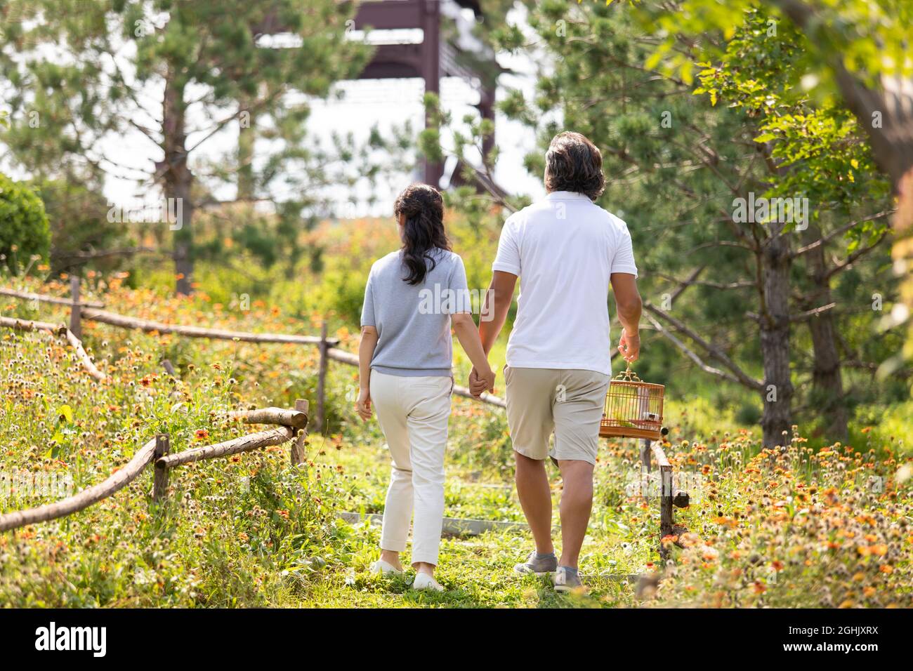 Back view couple strolling hi-res stock photography and images - Alamy