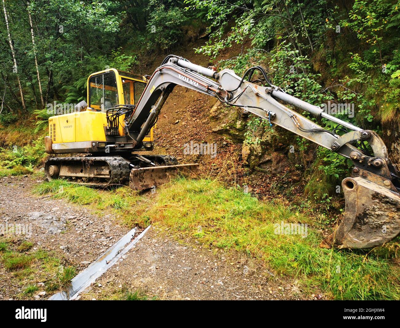 SAMNANG, NORWAY - Aug 14, 2021: A closeup of a worn Volvo EC50 ...