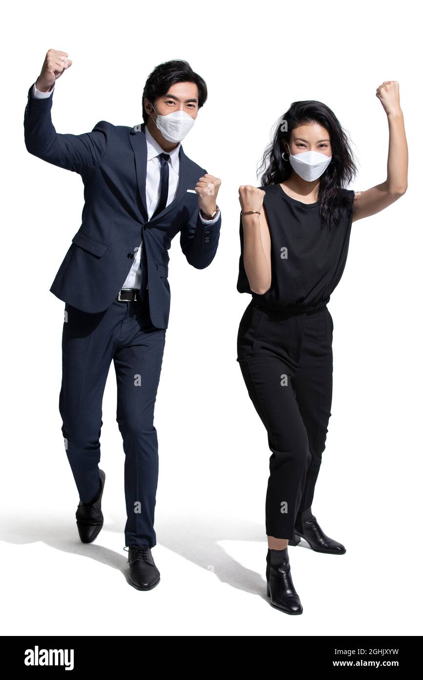Business people wearing surgical mask Stock Photo - Alamy