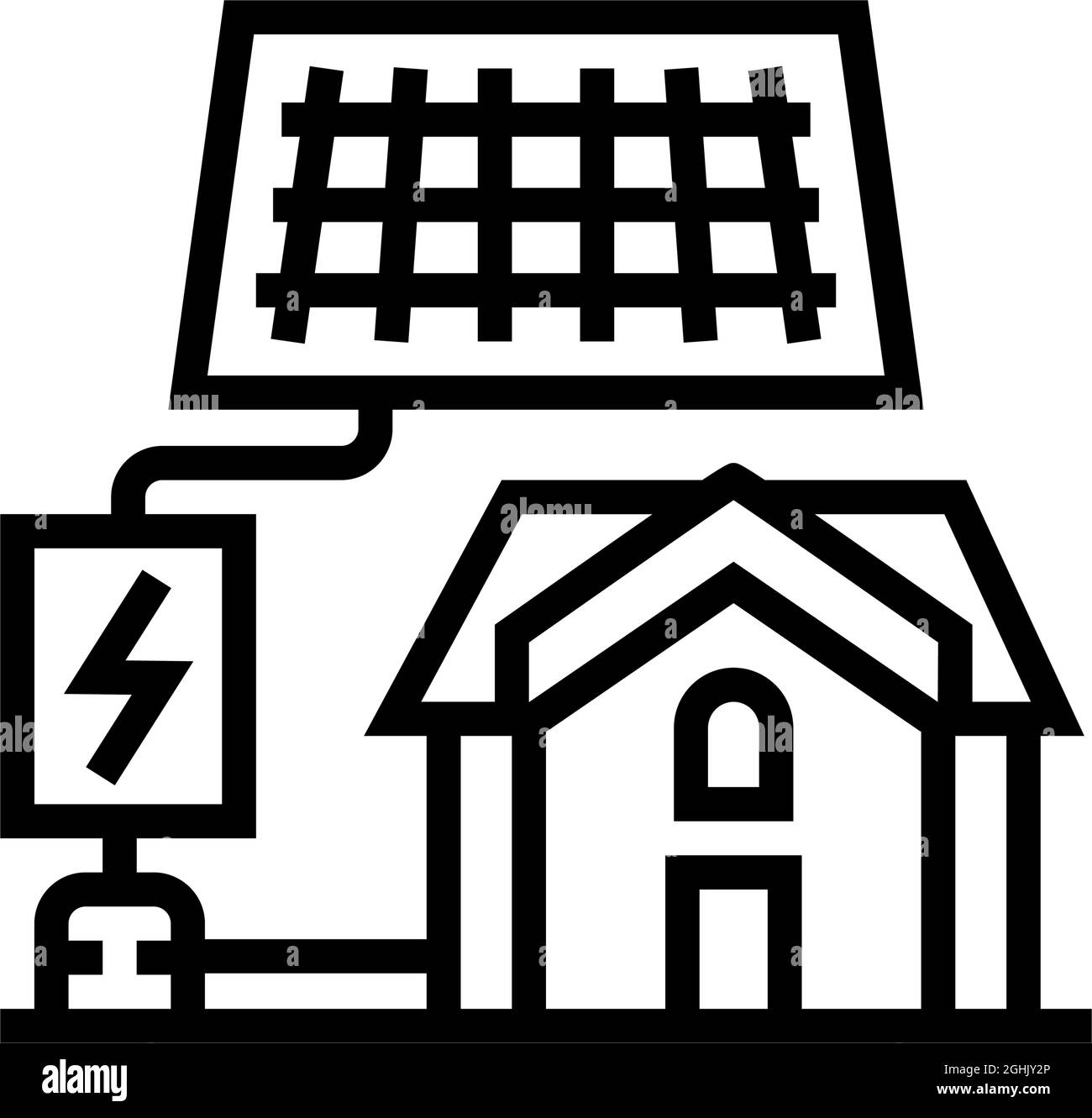 solar electricity installation line icon vector illustration Stock ...