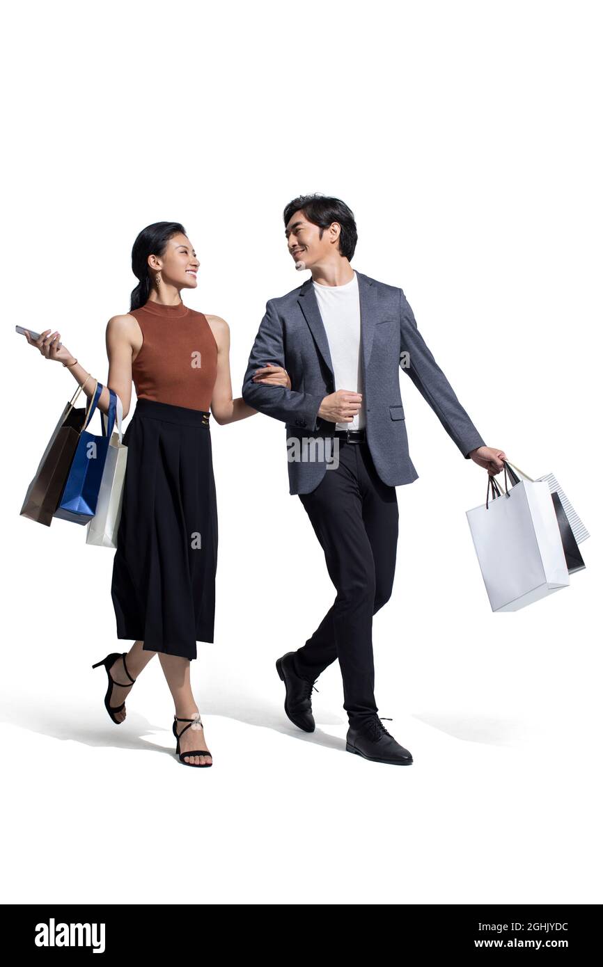 Cheerful couple shopping together Stock Photo - Alamy