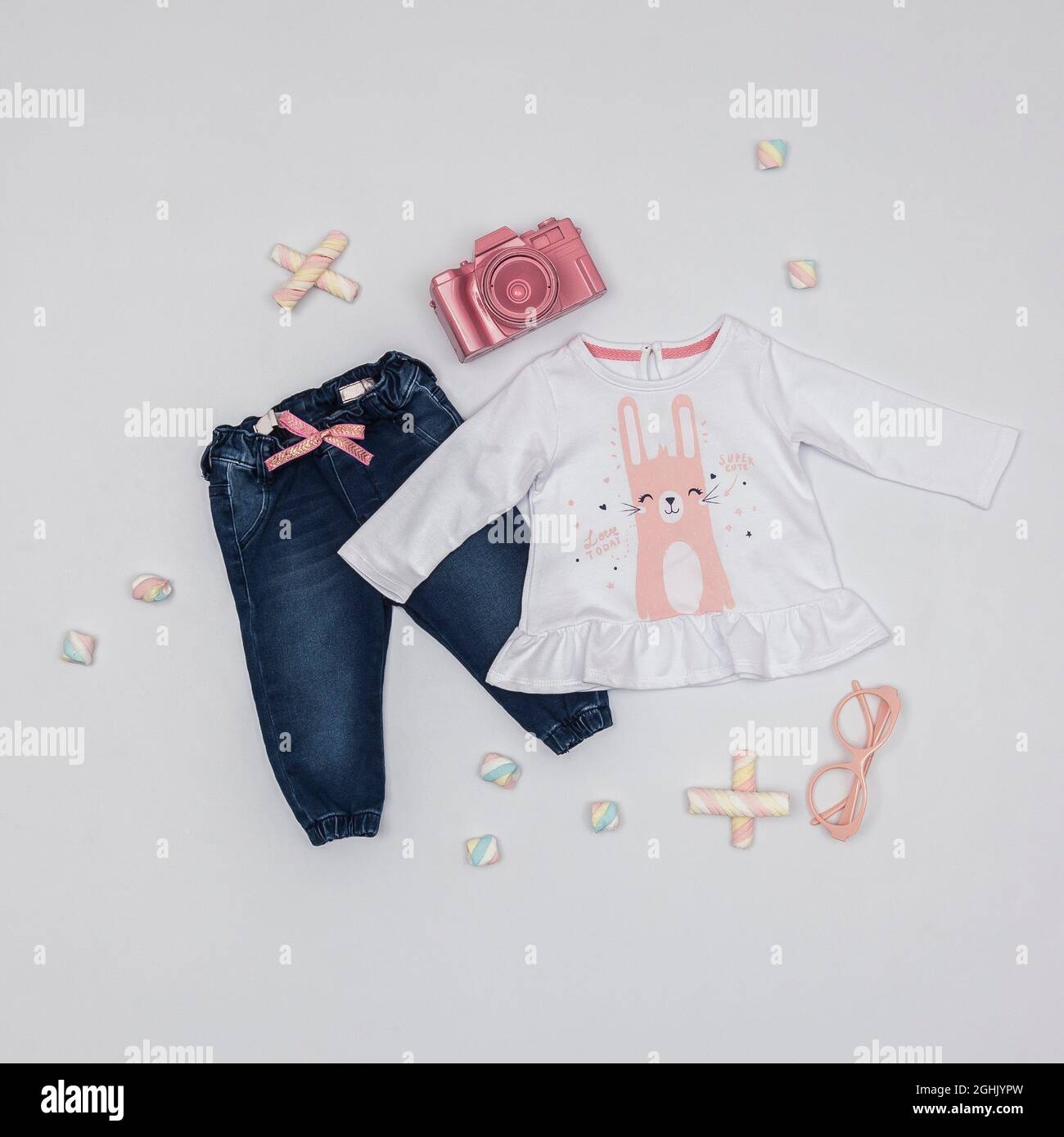 Women's Children's Fashion - Clothes For Girls; Photo On White ...