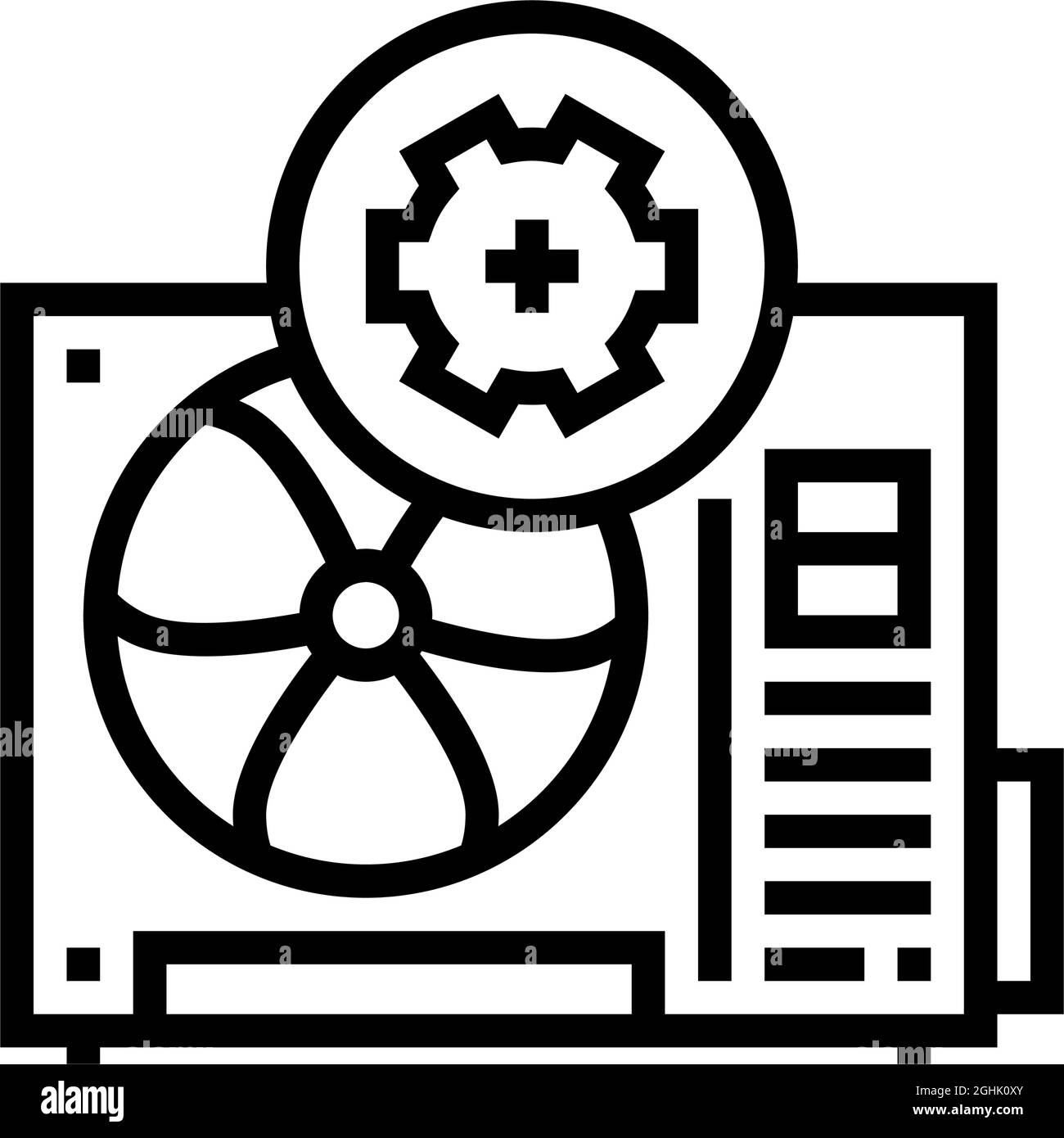 conditioner block working process line icon vector illustration Stock ...