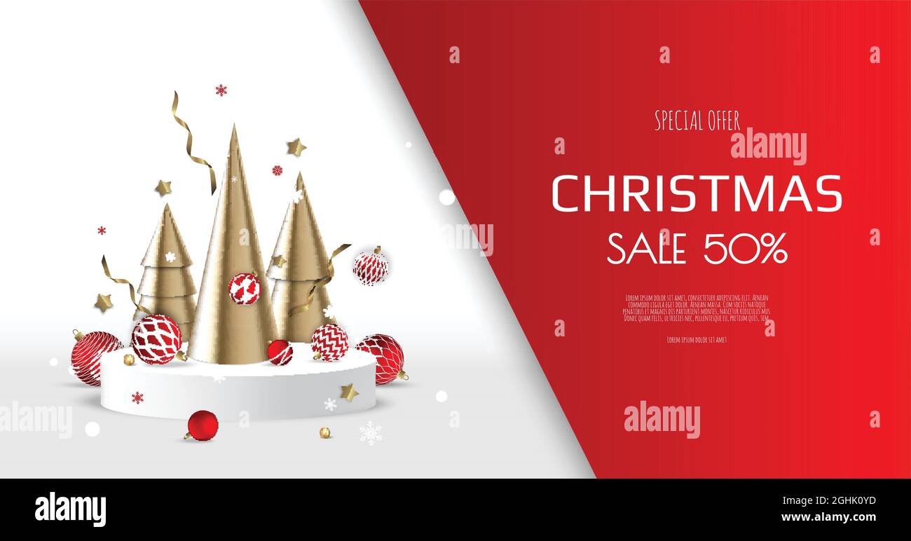 Christmas and New Year background. Conical Gold Christmas Trees. Winter ...