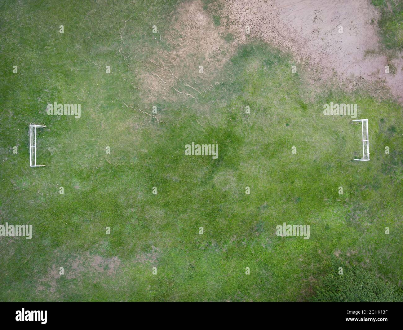 Aerial view field nature green soccer field background, top view ...