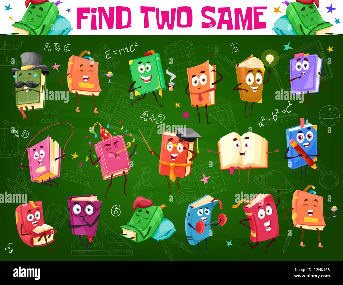 Find two same textbook or bestseller book. Kids game worksheet, logical ...