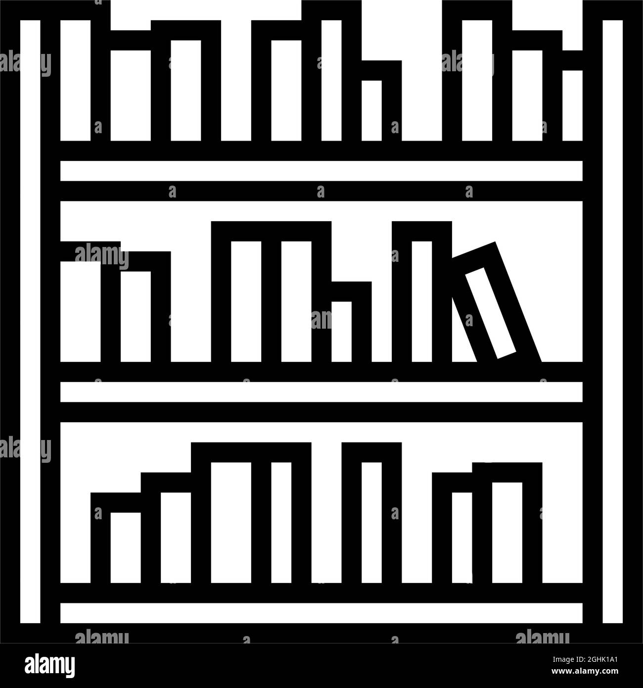 library shelf with books line icon vector illustration Stock Vector ...
