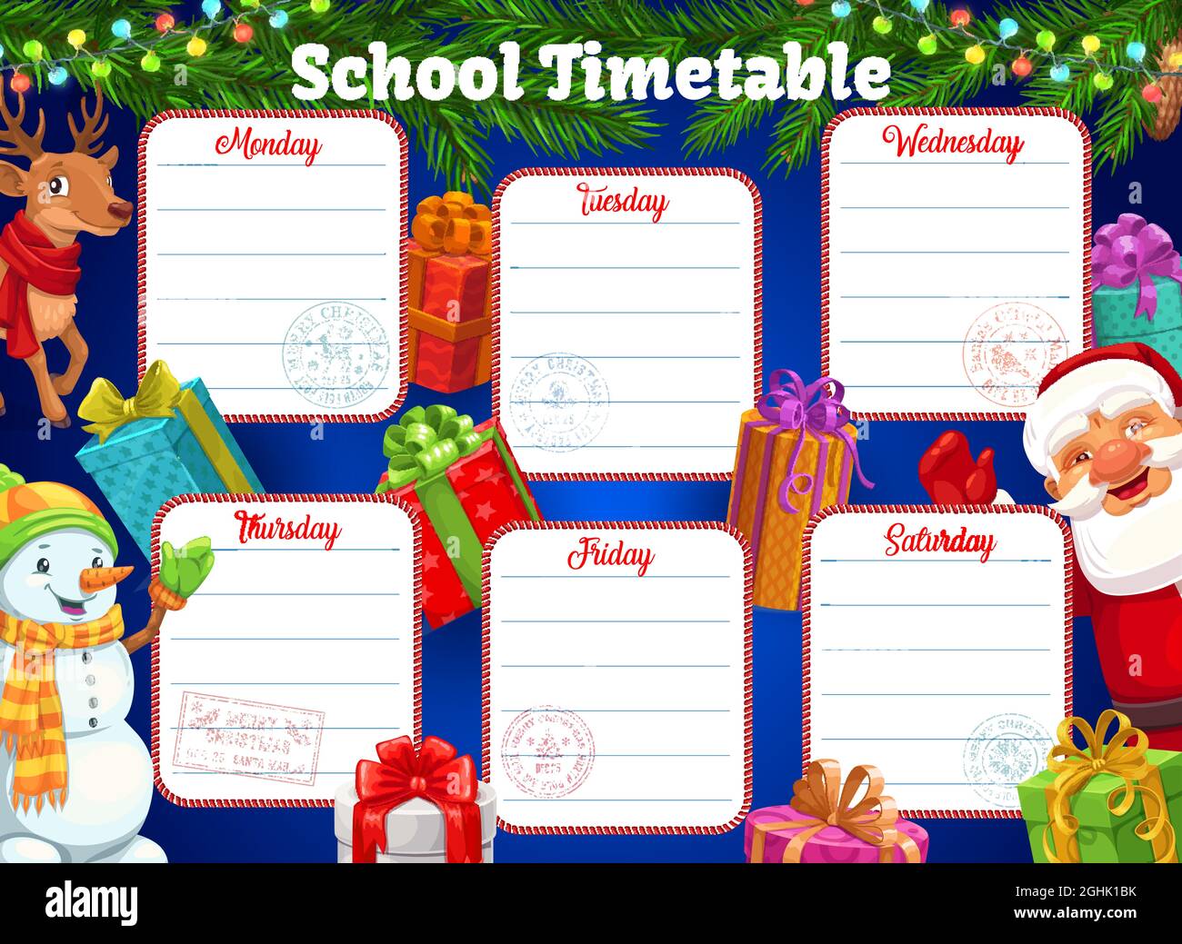 School timetable, schedule or education planner with vector background ...