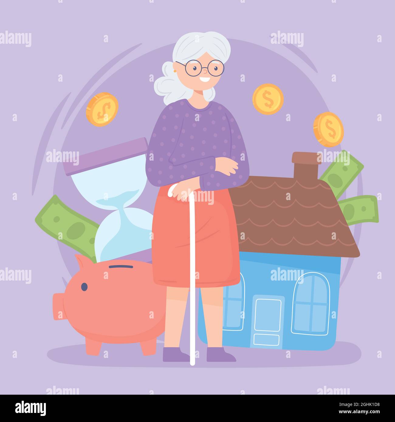 old woman and retirement savings Stock Vector Image & Art - Alamy