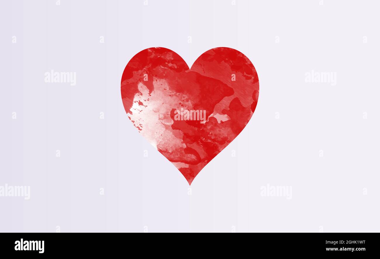 Abstract red heart paint isolated on white background. Watercolor ...