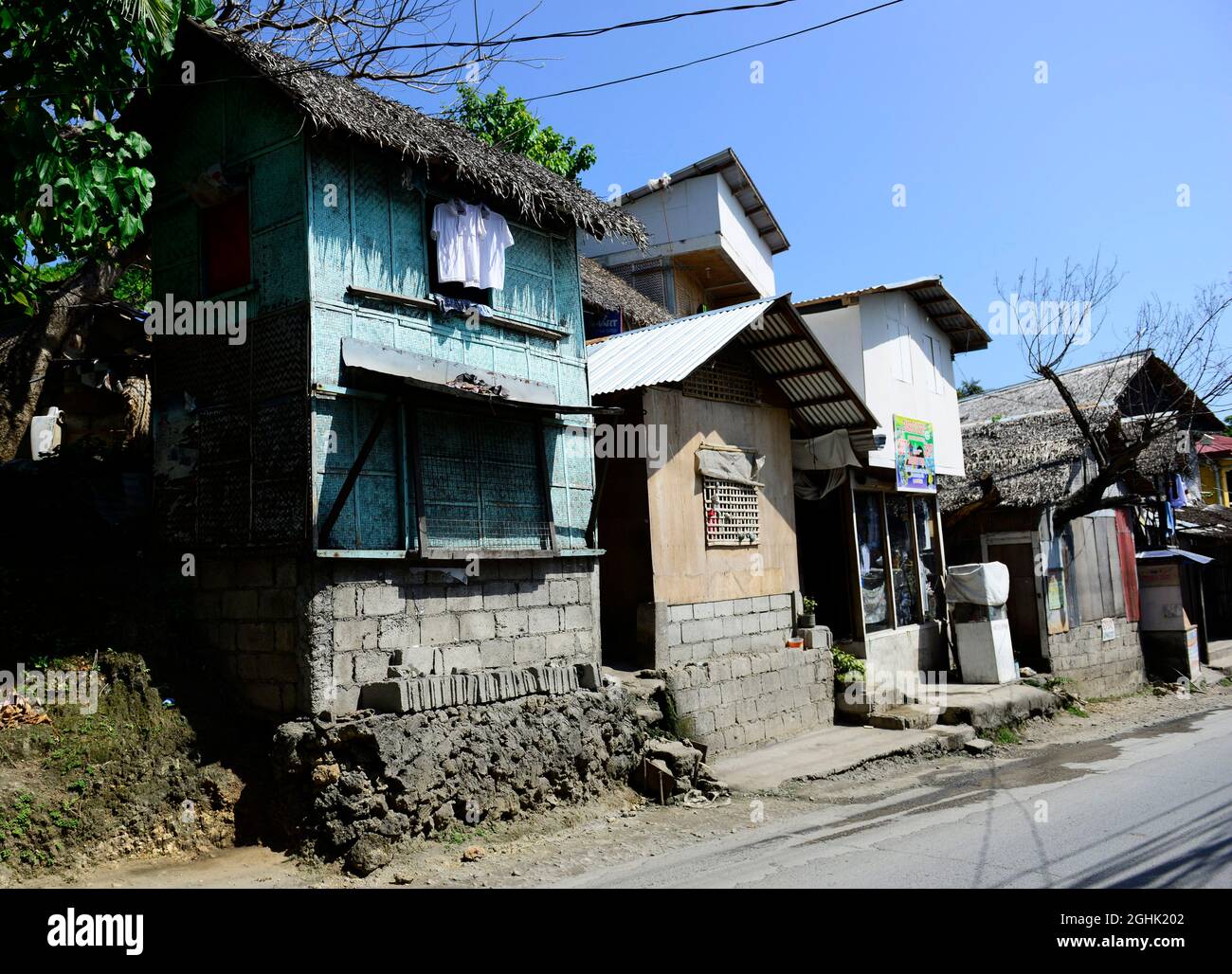 Old wooden houses in Boracay, The Philippines Stock Photo - Alamy