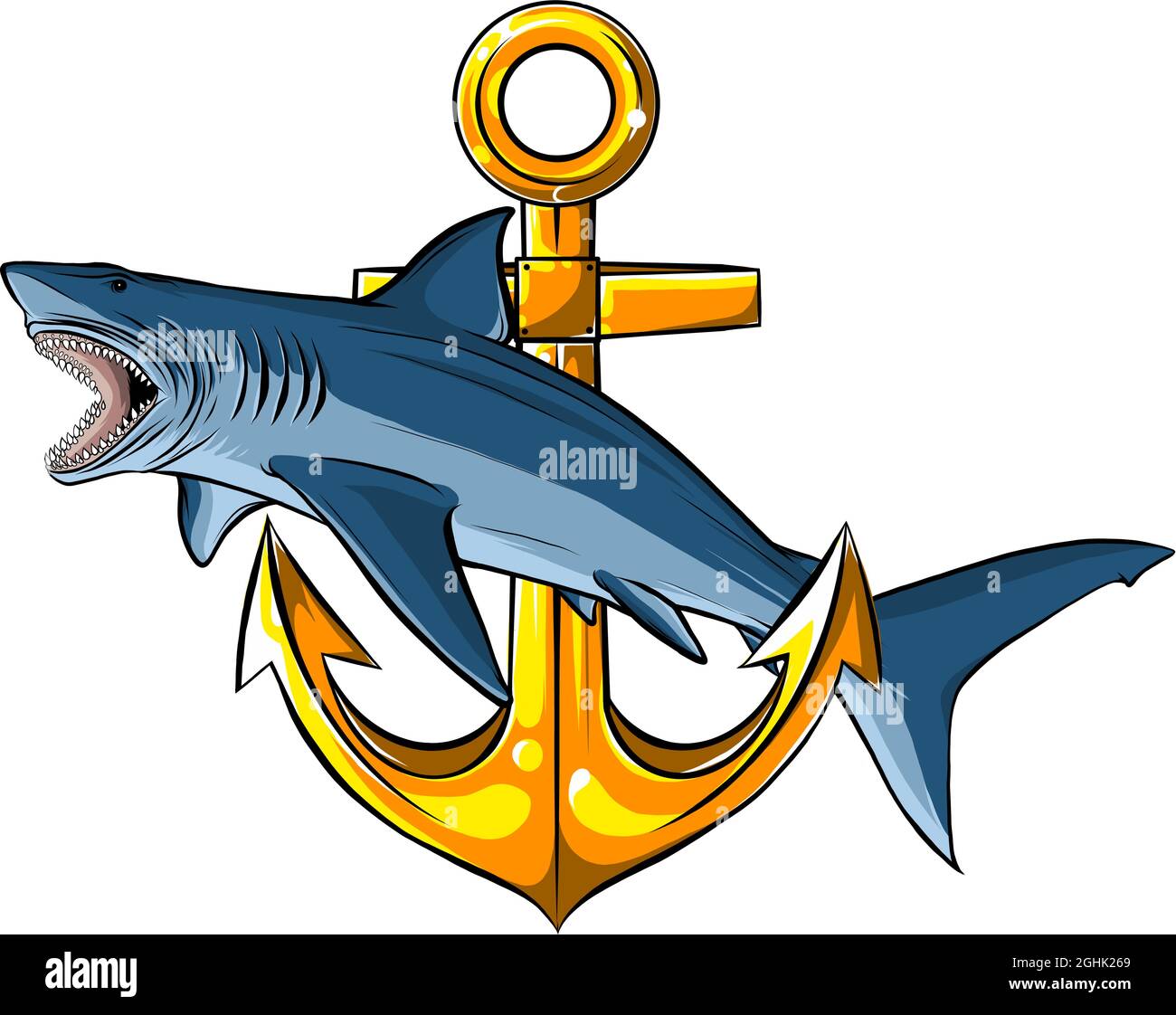 vector illustration of a shark around anchor Stock Vector Image & Art ...