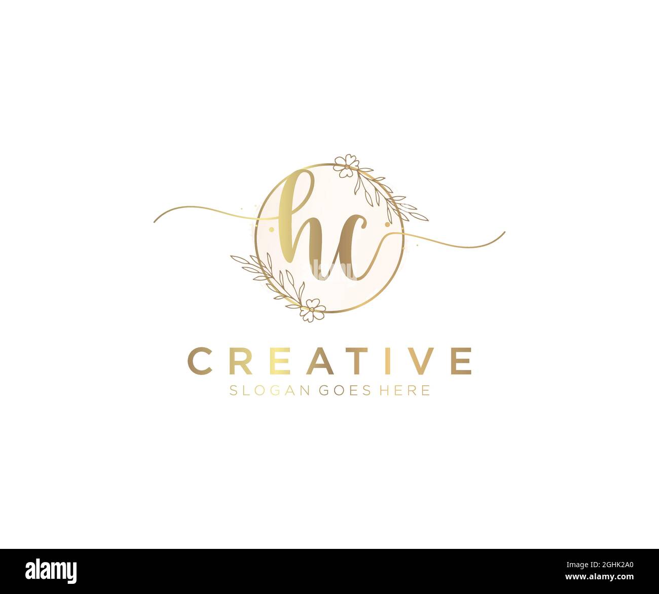 HC Feminine logo beauty monogram and elegant logo design, handwriting logo of initial signature ...