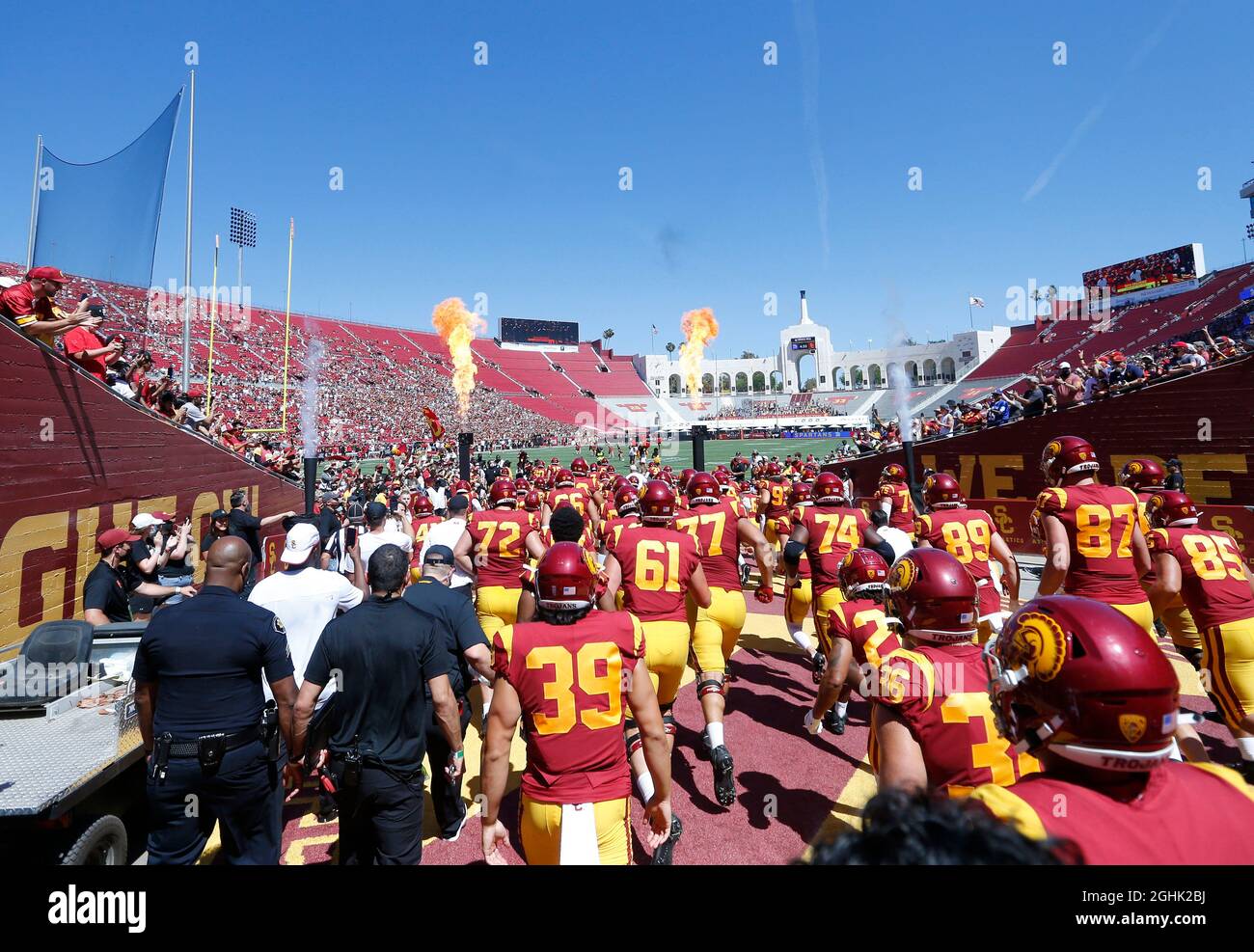 September 04, 2021 USC Trojans football team run onto the field before ...