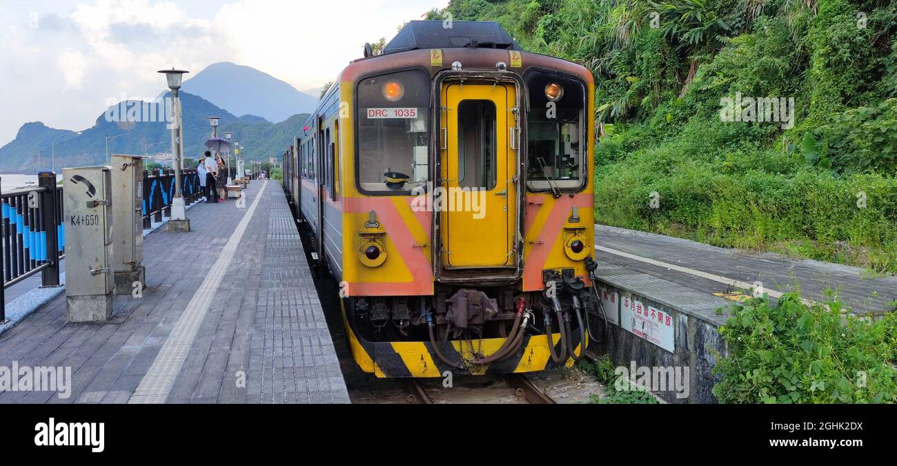 Keelung, Taiwan - 25 Aug, 2021 : Scenery of Badouzi railway station in ...