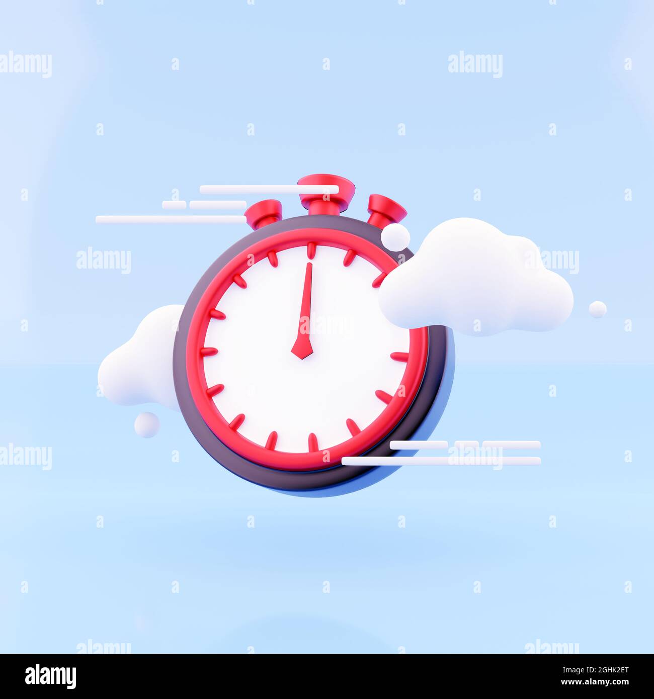 3d render timer with cloud on blue background. Stopwatch, timer 3d ...