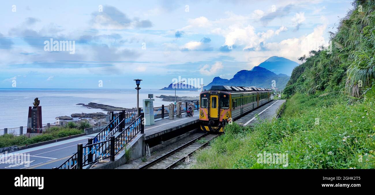 Keelung, Taiwan - 25 Aug, 2021 : Scenery of Badouzi railway station in ...