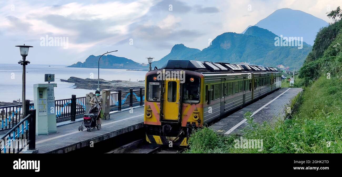 Keelung, Taiwan - 25 Aug, 2021 : Scenery of Badouzi railway station in ...