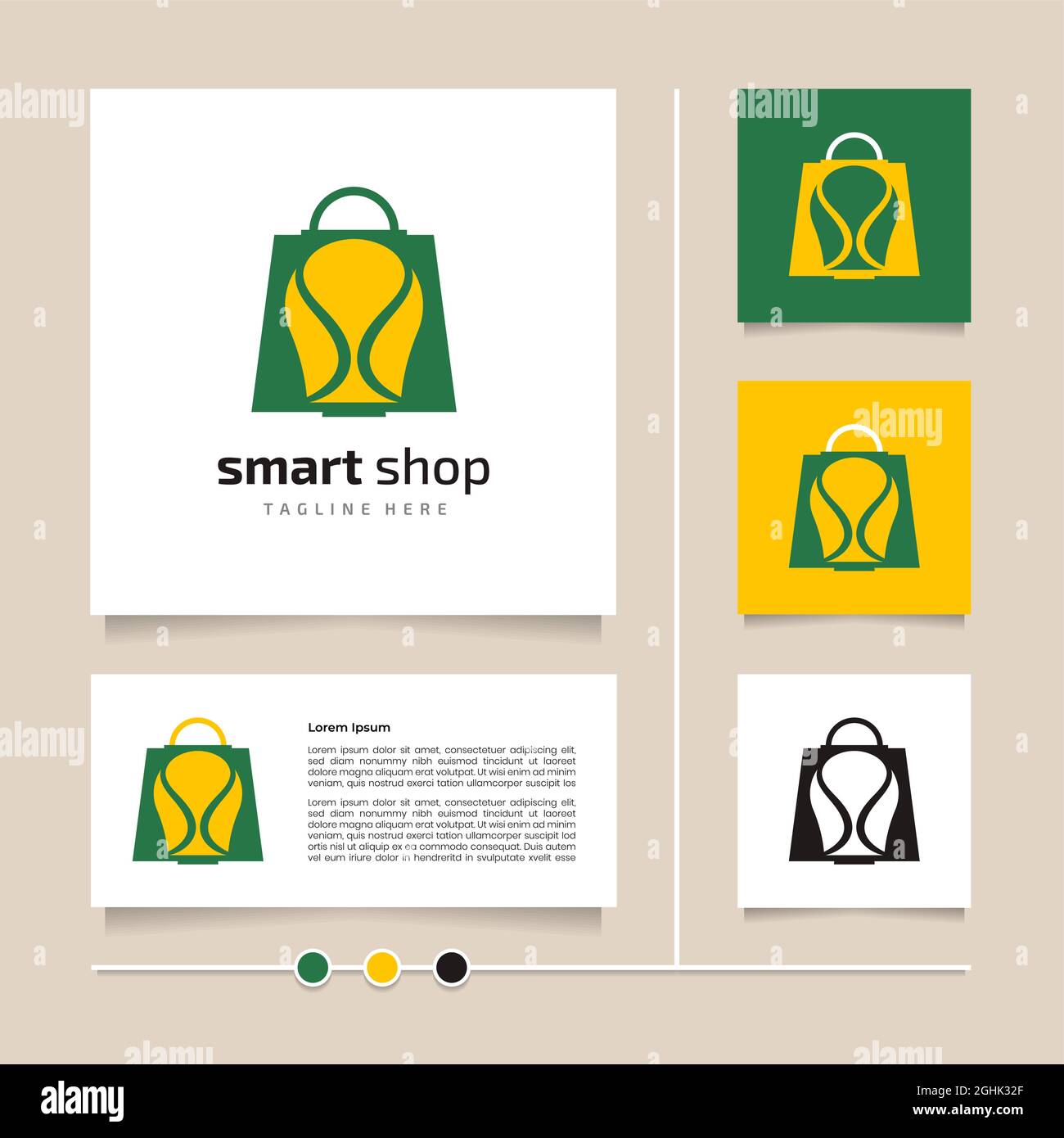 Creative idea smart shop logo design. Green yellow icon and symbol ...