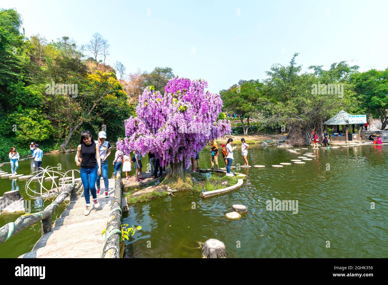 Decorated eco-garden landscape attracts tourists to enjoy a relaxing ...