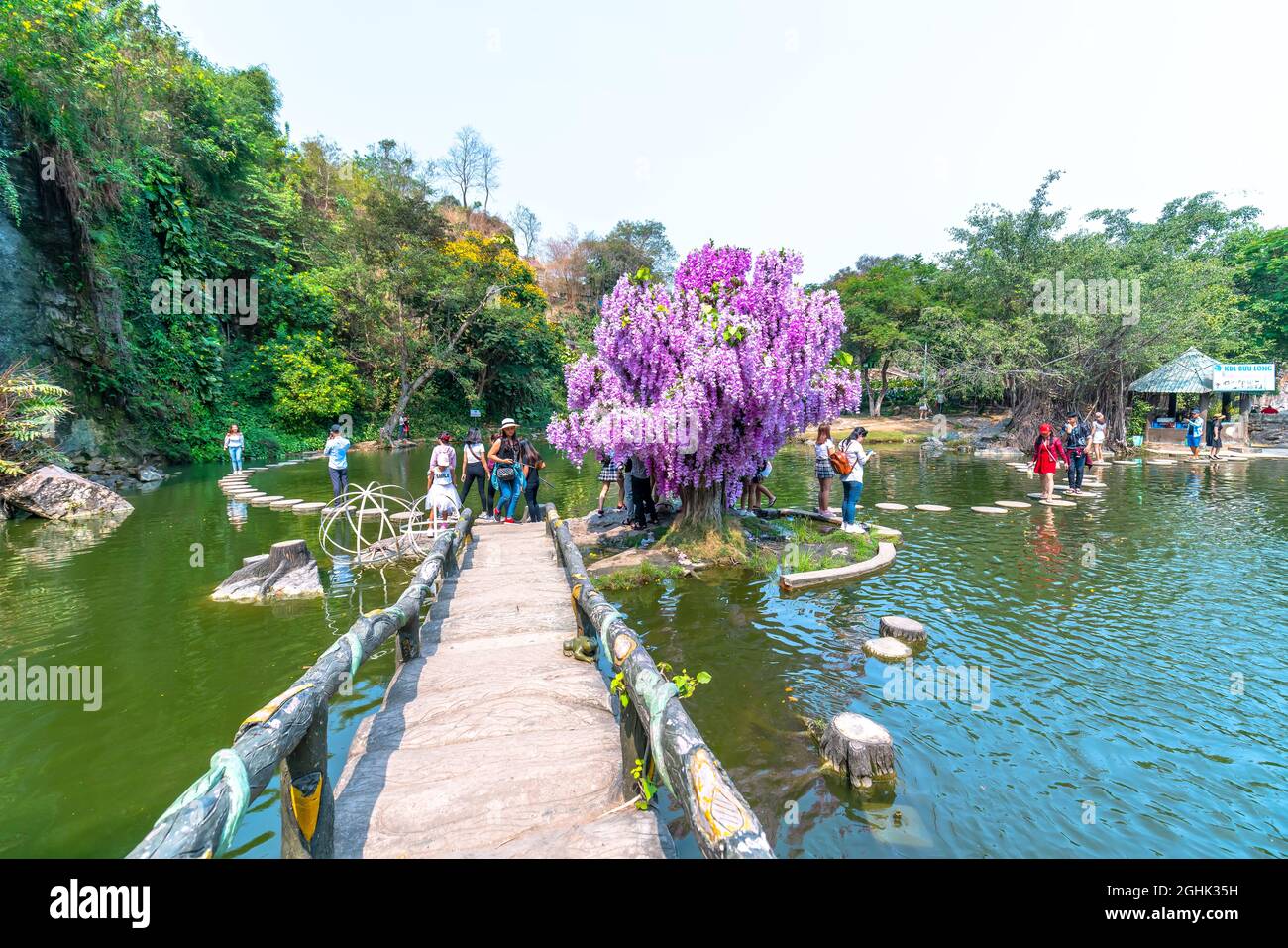 Decorated eco-garden landscape attracts tourists to enjoy a relaxing ...