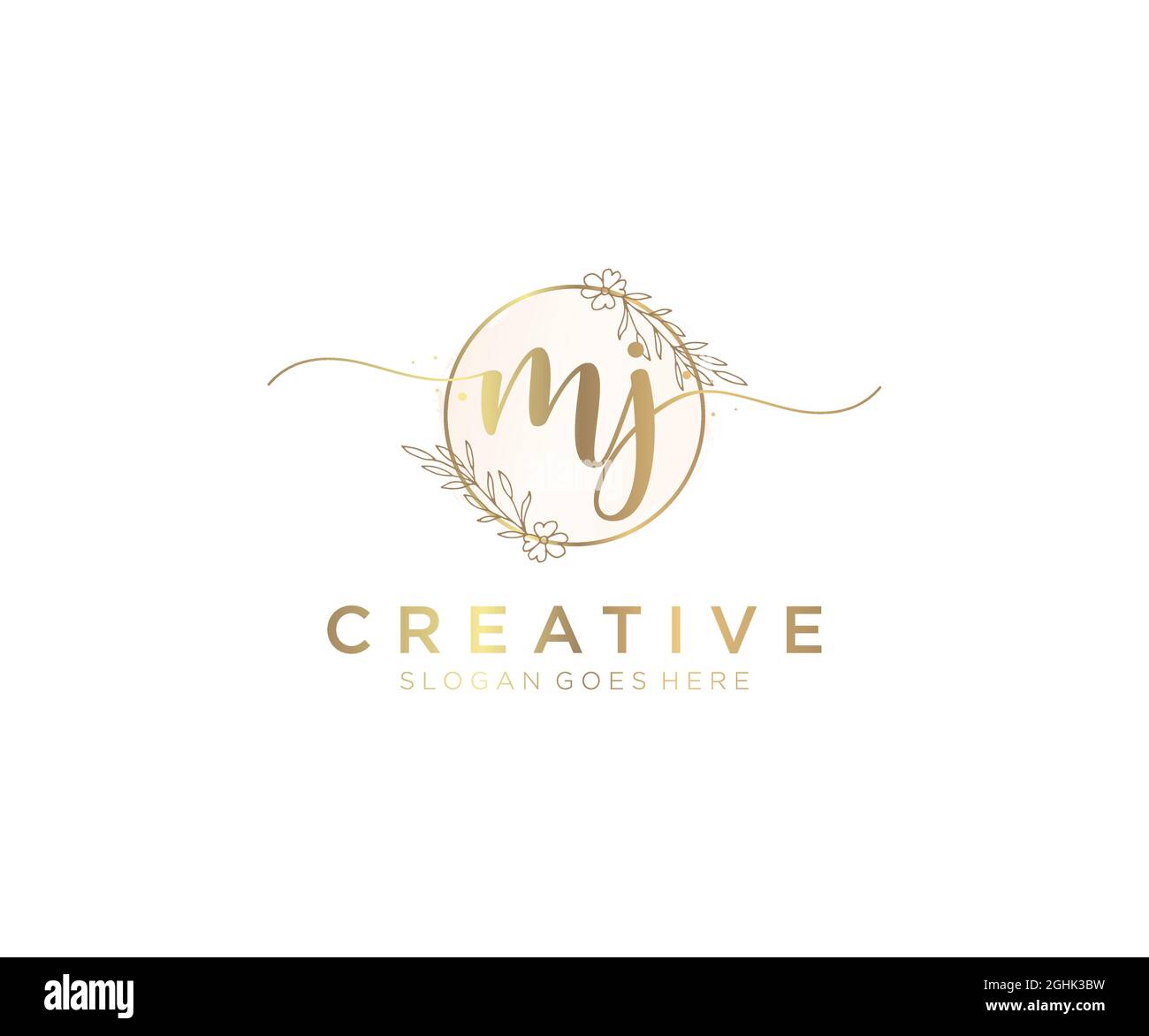 MJ Feminine logo beauty monogram and elegant logo design, handwriting ...