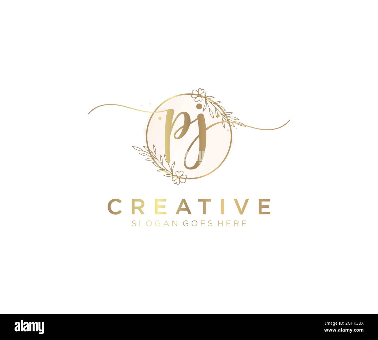 PJ Feminine logo beauty monogram and elegant logo design, handwriting ...