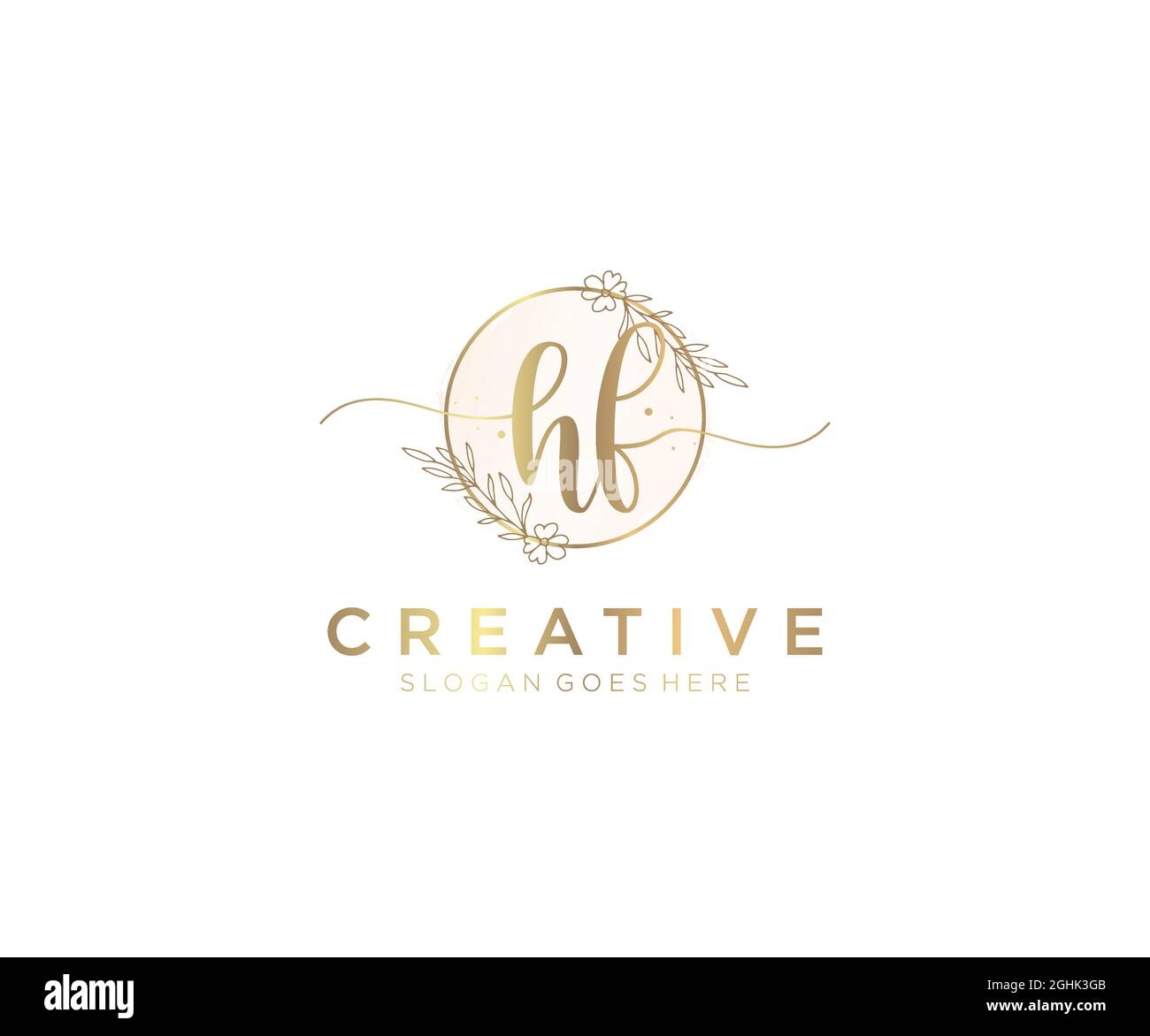HF Feminine logo beauty monogram and elegant logo design, handwriting ...