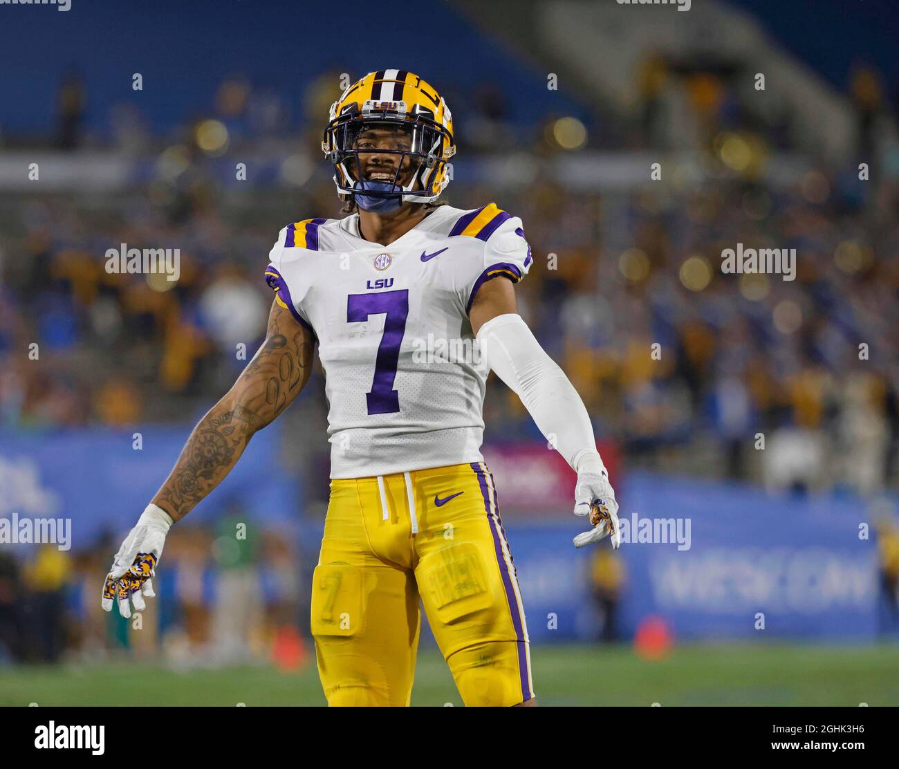 September 04, 2021 LSU Tigers cornerback Derek Stingley Jr. #7 ...