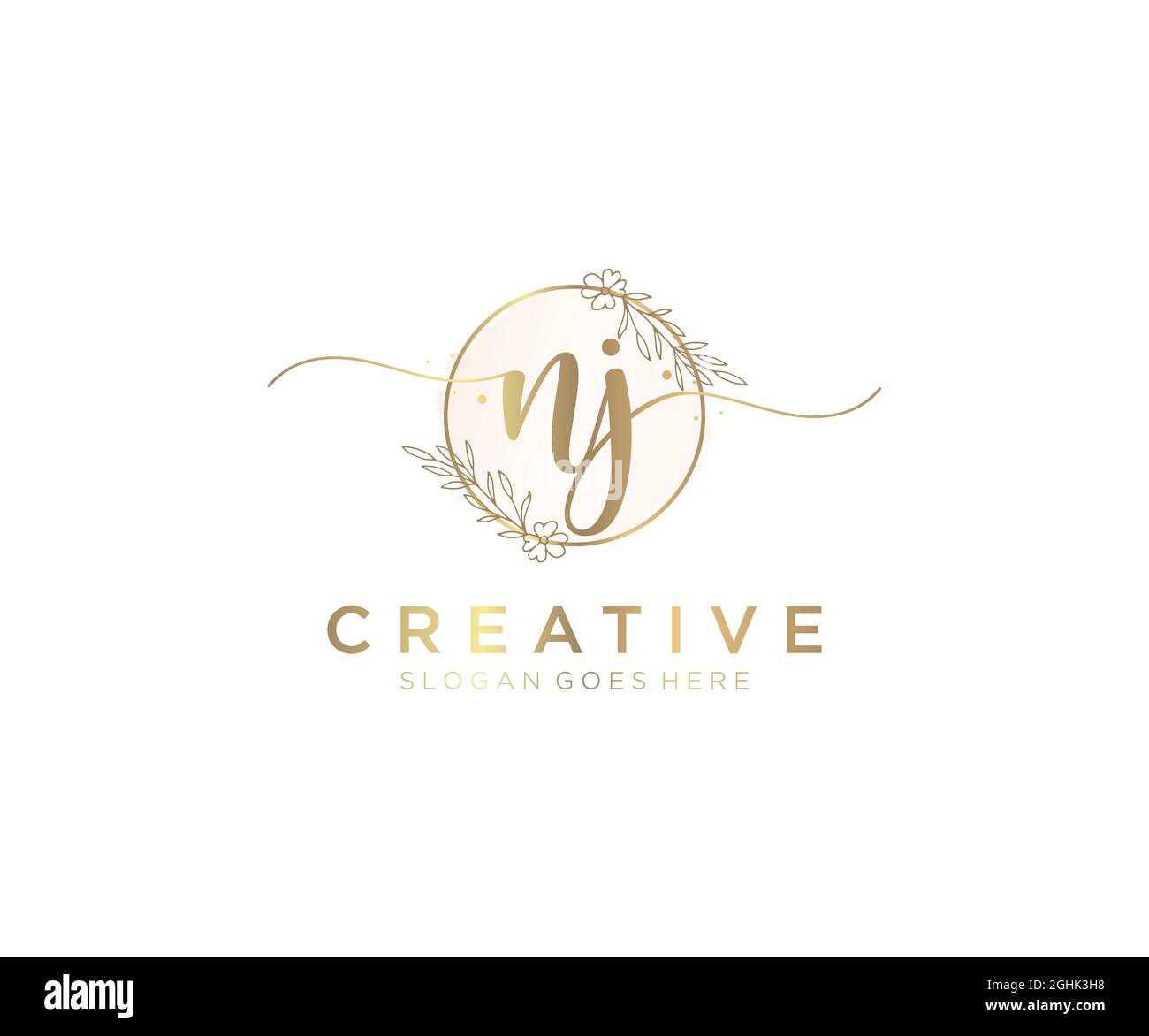 NJ Feminine logo beauty monogram and elegant logo design, handwriting ...