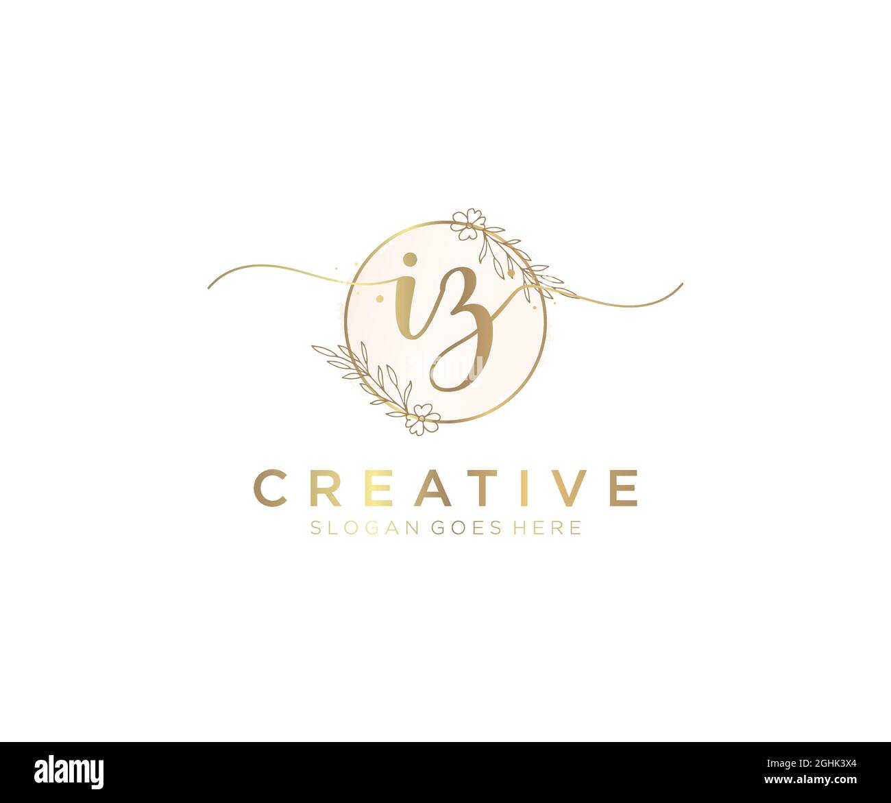 IZ Feminine logo beauty monogram and elegant logo design, handwriting ...