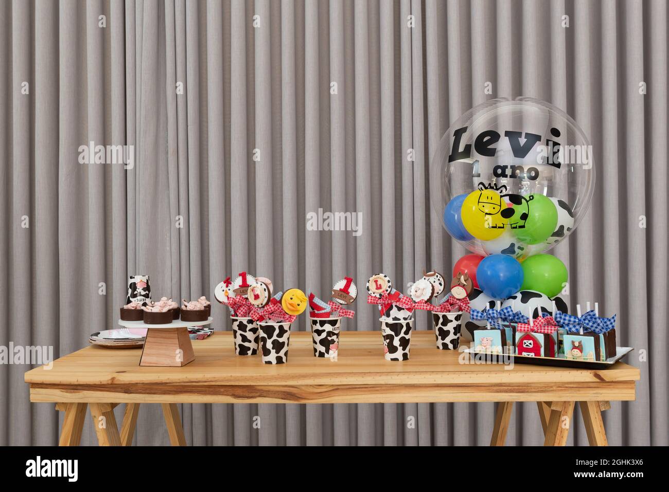 Rustic children's birthday cake table with farm, countryside theme cake ...