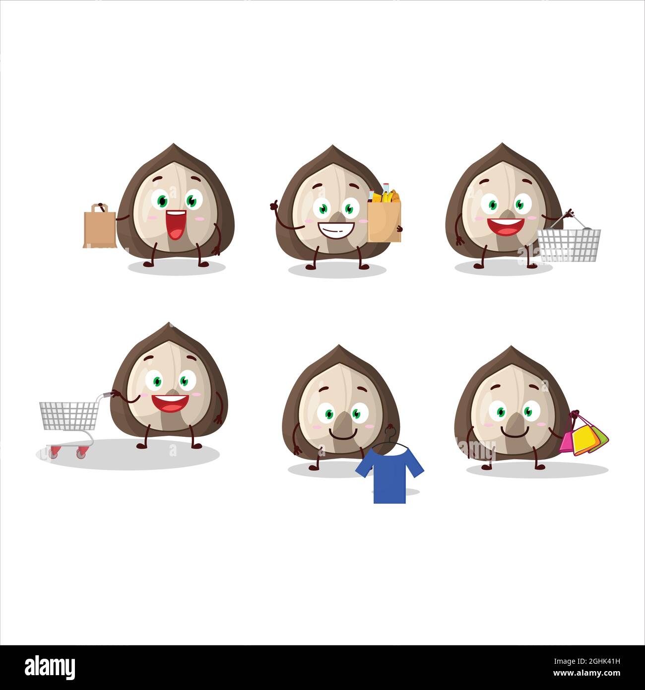 A Rich manchurian walnut mascot design style going shopping. Vector ...