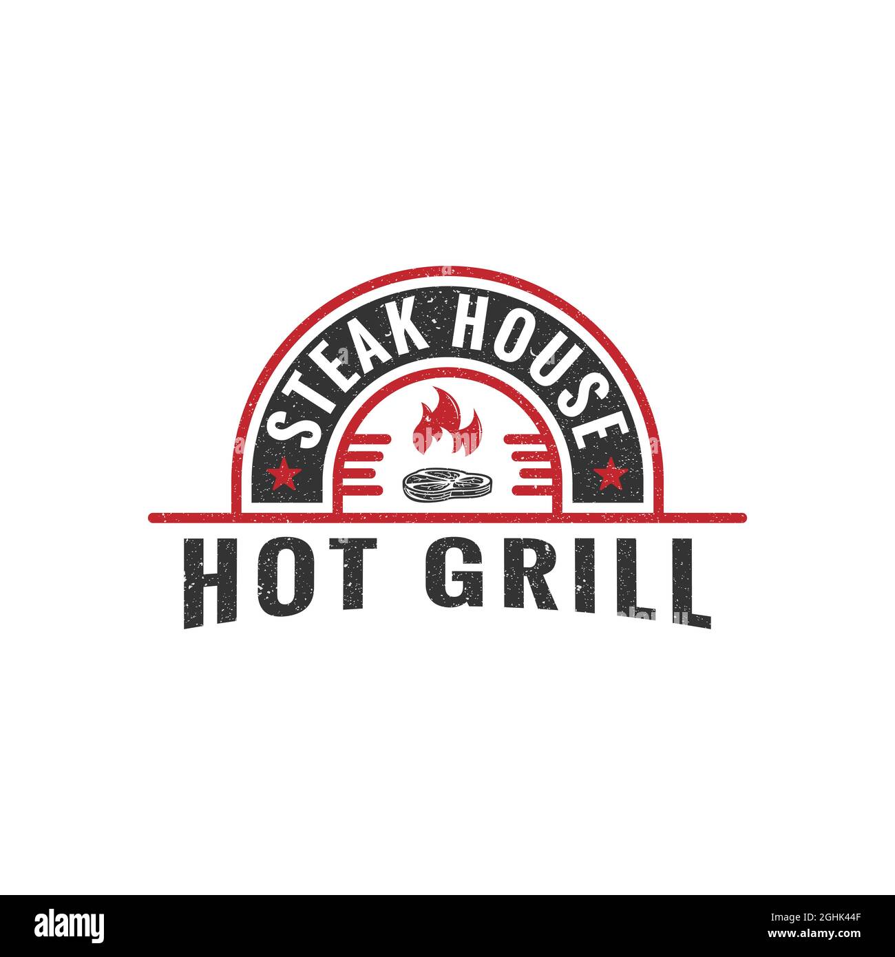 Hot Grill Steak house rustic logo emblem, Vintage Retro barbecue Grill ...