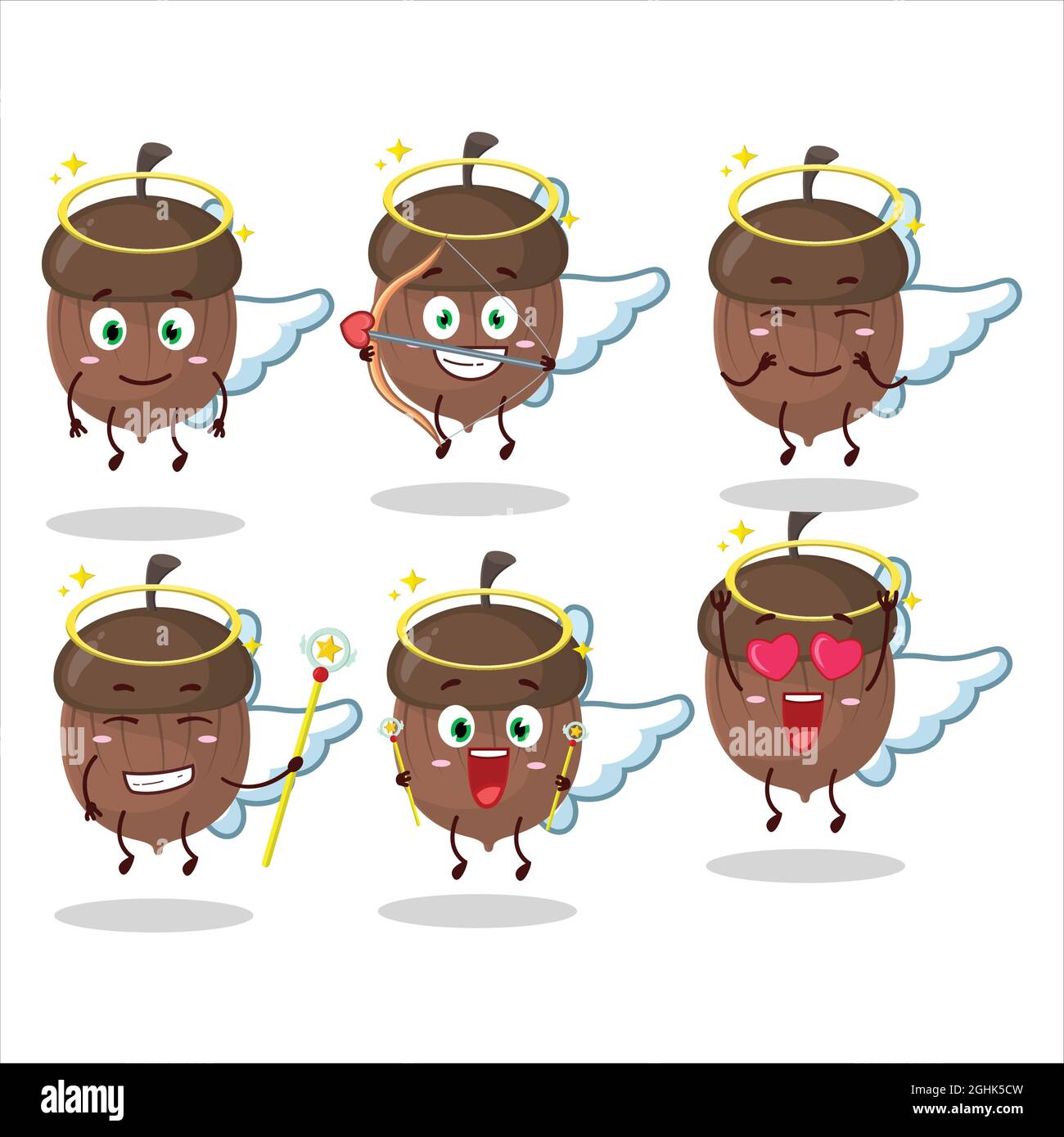 Acorn cartoon designs as a cute angel character. Vector illustration ...